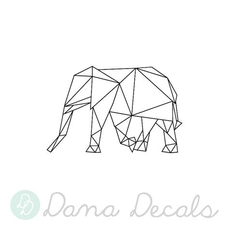 Geometric Polynomial Elephant Modern Elephant Design Wall Etsy