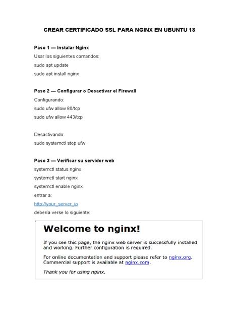 Crear Certificado Ssl Para Nginx En Ubuntu 18 Pdf Servidor Web Internet Y Web