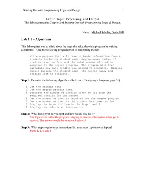 Babe Lab 1 Input Processing And Output