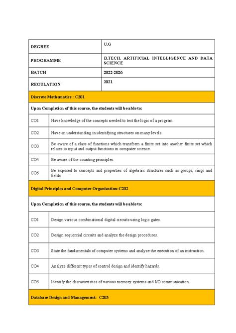 2021 Regulation Syllabus For B Artificial Intelligence And Data Science