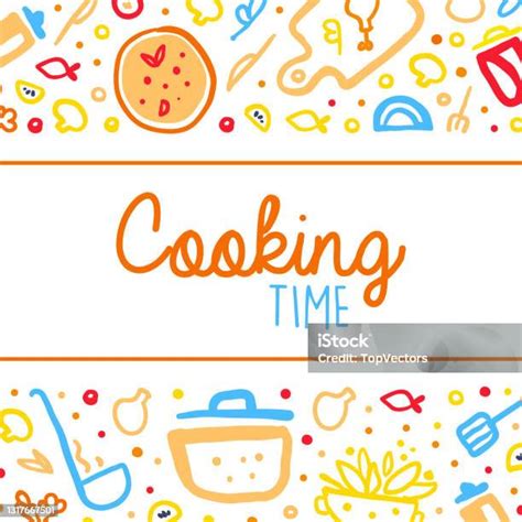 요리 시간 배너 요리 학교 요리 수업 포스터 주방 용품 기구와 재료 원활한 패턴 벡터 일러스트와 카드 독일에 대한 스톡 벡터 아트 및 기타 이미지 Istock