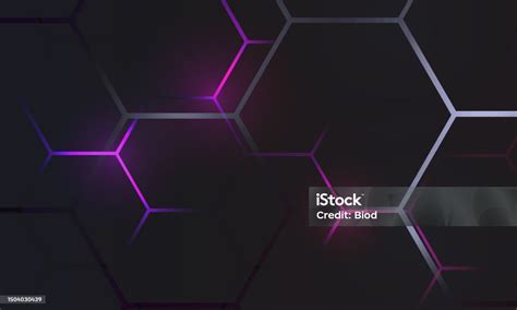 어두운 육각형 게임 추상 벡터 배경에는 보라색의 밝은 섬광이 있습니다 비디오 게임에 대한 스톡 벡터 아트 및 기타 이미지 비디오 게임 추상적인 3차원 형태 Istock