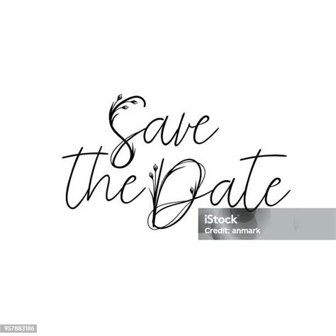 저장 날짜 손 문자 비문 현대 서 예 인사말 카드 벡터입니다 흰색 배경에 고립 개념에 대한 스톡 벡터 아트 및 기타 이미지 개념 결혼식 고급 Istock