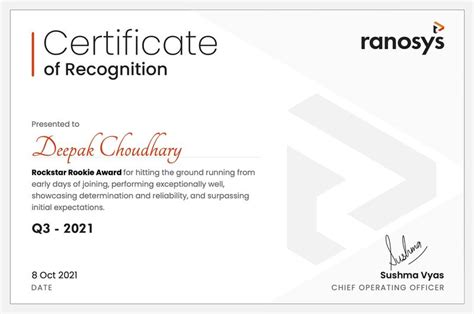 Deepak Choudhary On Linkedin Award Rockstarrookieq3 Ranosys Lifeatranosys
