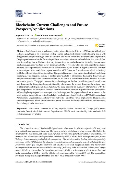 Pdf Blockchain Current Challenges And Future Prospectsapplications
