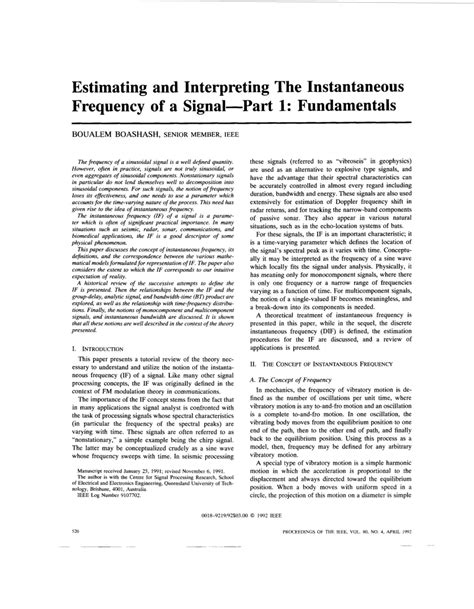 Pdf Estimating And Interpreting The Instantaneous Frequency Of A Signal—part 1 Fundamentals