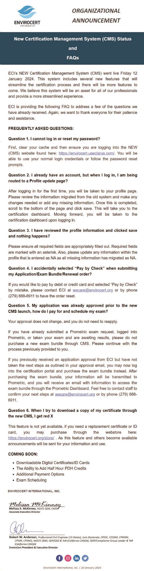 New Certification Management System Cms Status And Faqs Envirocert International Inc New Certification Management System Cms Status And Faqs Envirocert International Inc