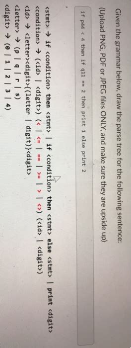 solved given the grammar below draw the parse tree for the