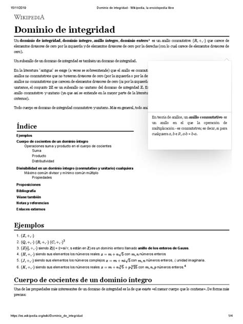 Dominio De Integridad Wikipedia La Enciclopedia Libre Pdf Anillo