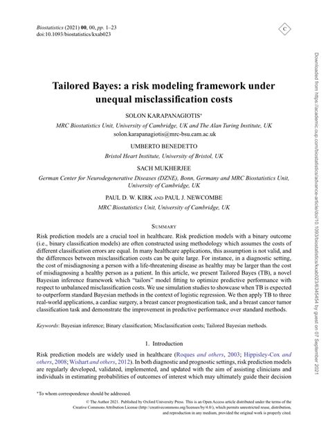 Pdf Tailored Bayes A Risk Modeling Framework Under Unequal
