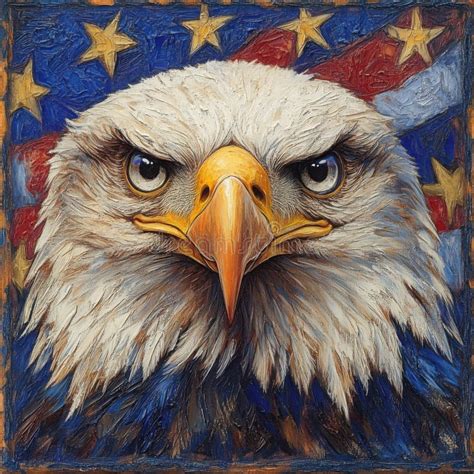Fierce Bald Eagle Against Stars And Stripes Background Stock Image