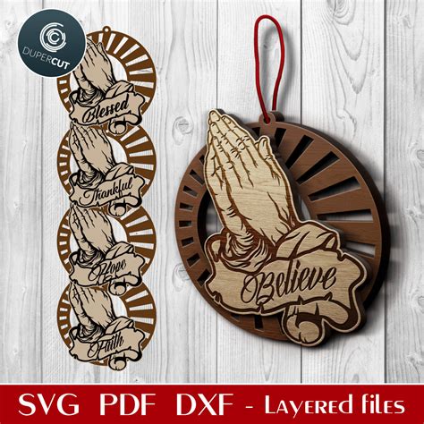 Praying Hands Ornaments Bundle Svg Dxf Dupercut