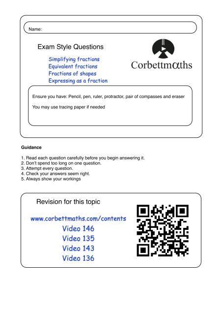 Pdf Télécharger Corbettmaths Fractions Gratuit Pdf