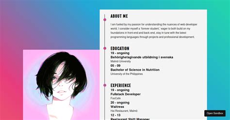 Resume Codesandbox