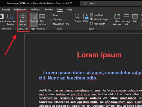 Microsoft Word Light Mode