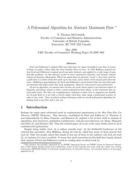 Pdf A Polynomial Algorithm For Abstract Maximum Flow