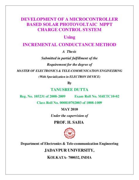 Pdf Development Of A Microcontroller Based Solar Photovoltaic Mppt Charge Control System Using