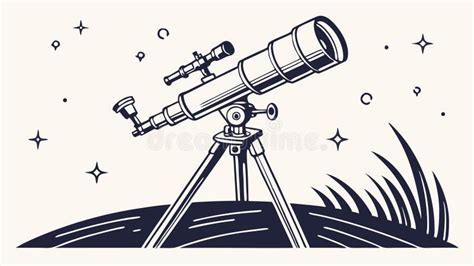 Astronomical Telescope Tripod Starry Sky Night Observation Vector Design Generative Ai Stock