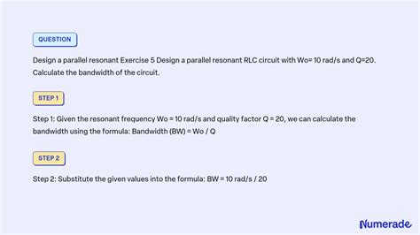 Solved Design A Parallel Resonant Exercise 5 Design A Parallel Resonant Rlc Circuit With Wo 10