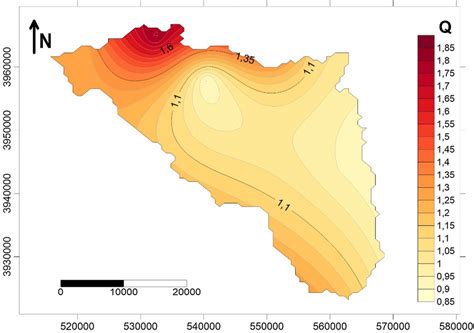 Space Distribution Of The Sens Slope Values Q For The Summer Download Scientific Diagram