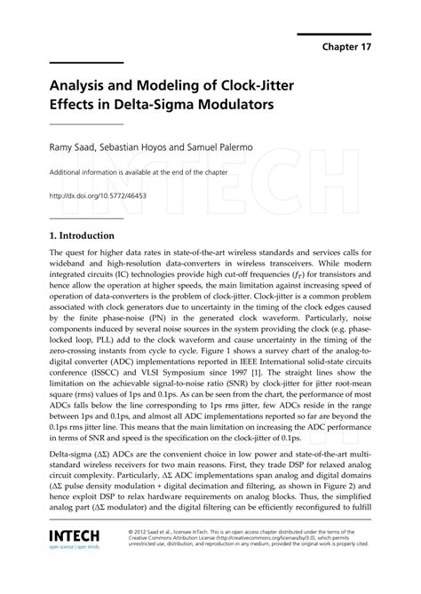 Pdf Analysis And Modeling Of Clock Jitter Effects In Delta Sigma