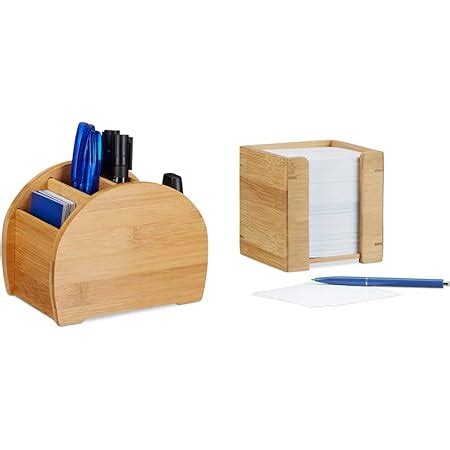 Relaxdays Stiftehalter Bambus 4 Fächer Natürliche Optik Stiftebox