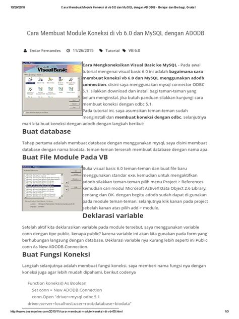 Cara Membuat Module Koneksi Di Vb 6 Pdf