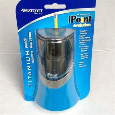 Westcott Ipoint Evolution Battery Operated Pencil Sharpener Blue Office Products