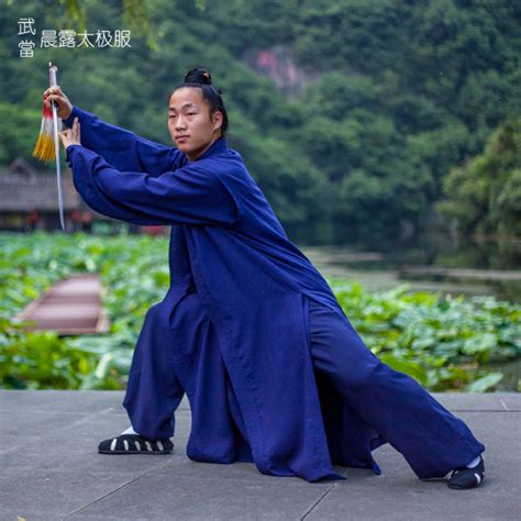 Handmade Traditional Wudang Taoist Uniform And Sleeveless Overcoat Navy