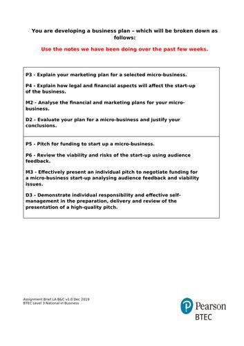 Btec L3 Business Unit 19 Assignment Templates Pitching For New Business Teaching Resources