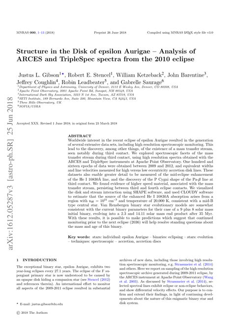 PDF Structure In The Disc Of Epsilon Aurigae Analysis Of ARCES And TripleSpec Spectra From