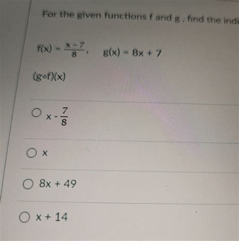 Solved For The Given Functions F ﻿and G ﻿find The