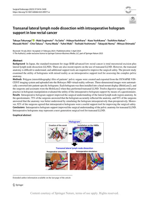 Transanal Lateral Lymph Node Dissection With Intraoperative Hologram Support In Low Rectal