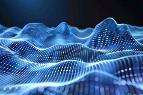 Abstract Blue Digital Waveforms Representing Data Movement Futuristic Technology And