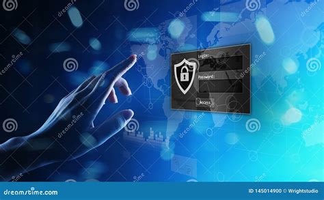 Access Window With Login And Password On Virtual Screen Cyber Security