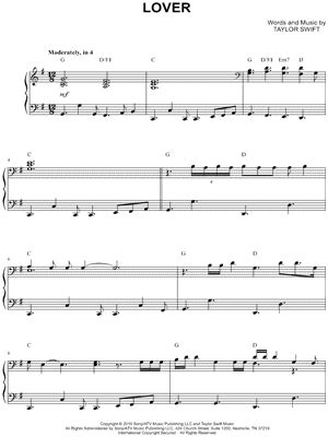 Lover Sheet Music By Taylor Swift