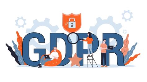 Gdpr 또는 일반 데이터 보호 규정 개념 컴퓨터 정보 보안에 대한 아이디어 삽화 프리미엄 벡터