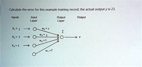 solved calculate the error for this example training record the