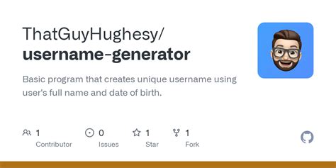 Github Thatguyhughesy Username Generator Basic Program That Creates Unique Username Using