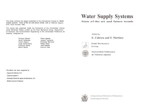 Pdf Mathematical Modelling Of Water Distribution Systems In Service
