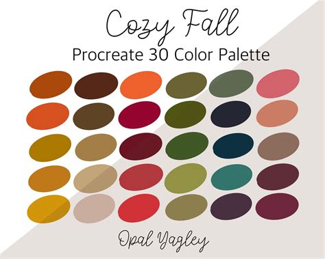 Cozy Fall Procreate Color Palette Color Swatches