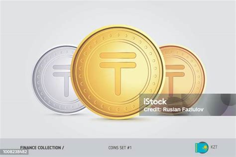 골든 실버 청동 동전입니다 현실적인 금속 카자흐스탄 텡 게 동전 세트 배경에 고립 된 개체입니다 웹사이트 웹 디자인 모바일 애플 리 케이 션 인포 그래픽에 대 한 금융 개념