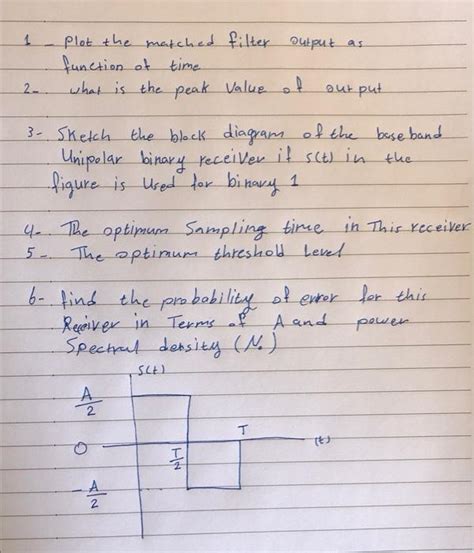 Solved 1 Plot The Matched Filter Output As Function Of Time
