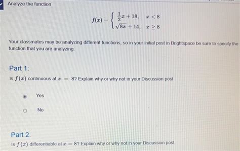 Solved Analyze The Function F X {21x 18 8x 14 X