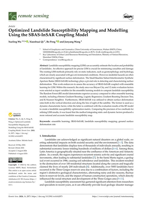 Pdf Optimized Landslide Susceptibility Mapping And Modelling Using The Sbas Insar Coupling Model