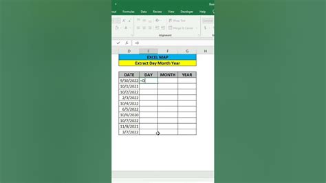 How To Extract Day Month And Year From Date In Excel Ms Excel