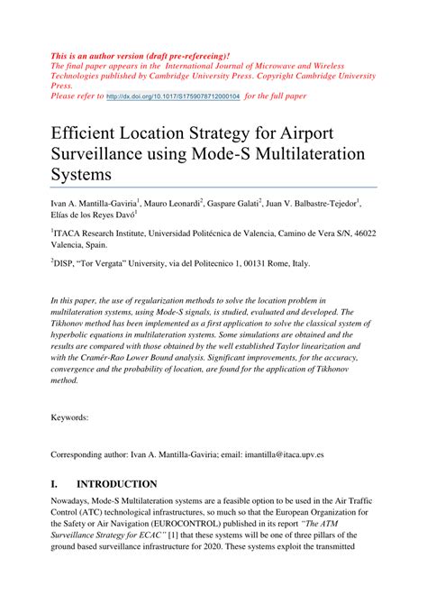pdf efficient location strategy for airport surveillance using mode s