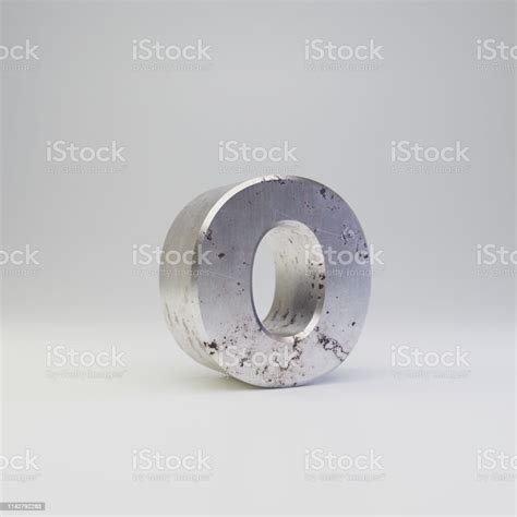 금속 문자 O 소문자입니다 3d 렌더 긁힌 녹슨 금속 글꼴 흰색 배경에 고립 0명에 대한 스톡 사진 및 기타 이미지 0명 3차원 형태 그림자 Istock