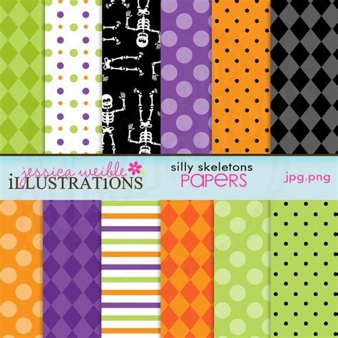 Silly Skeletons Digital Papers For Card Design