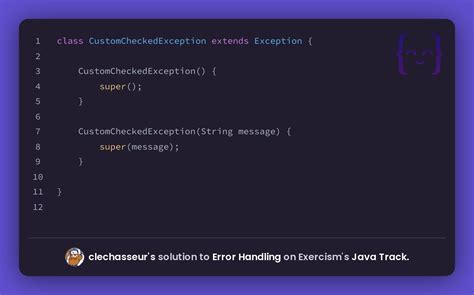 Clechasseurs Solution For Error Handling In Java On Exercism